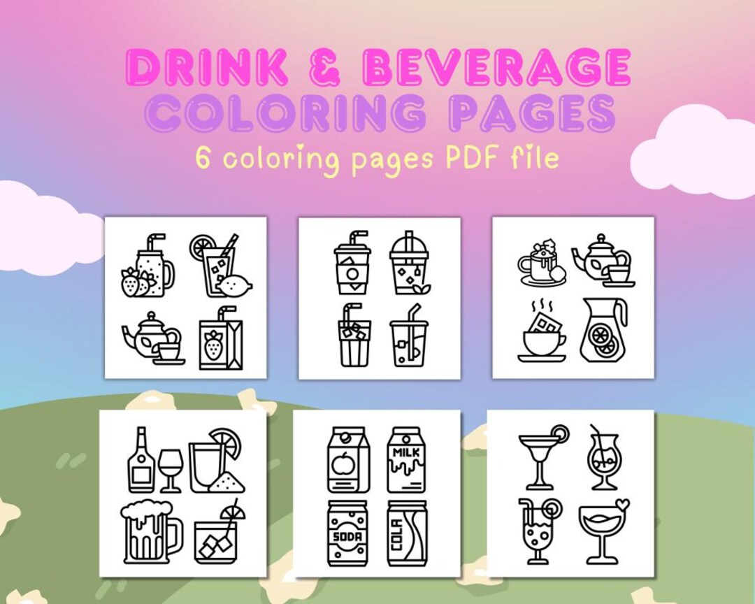 Drink and Beverage Coloring Pages | Cozy and Relaxation Coloring | 6 ...