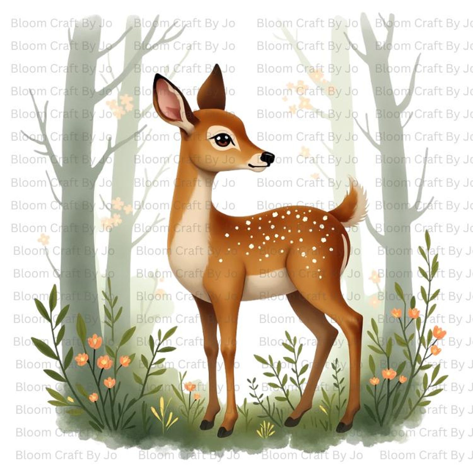 Woodland Animal Clip Art Bundle – Deer – Classic Watercolor Forest ...