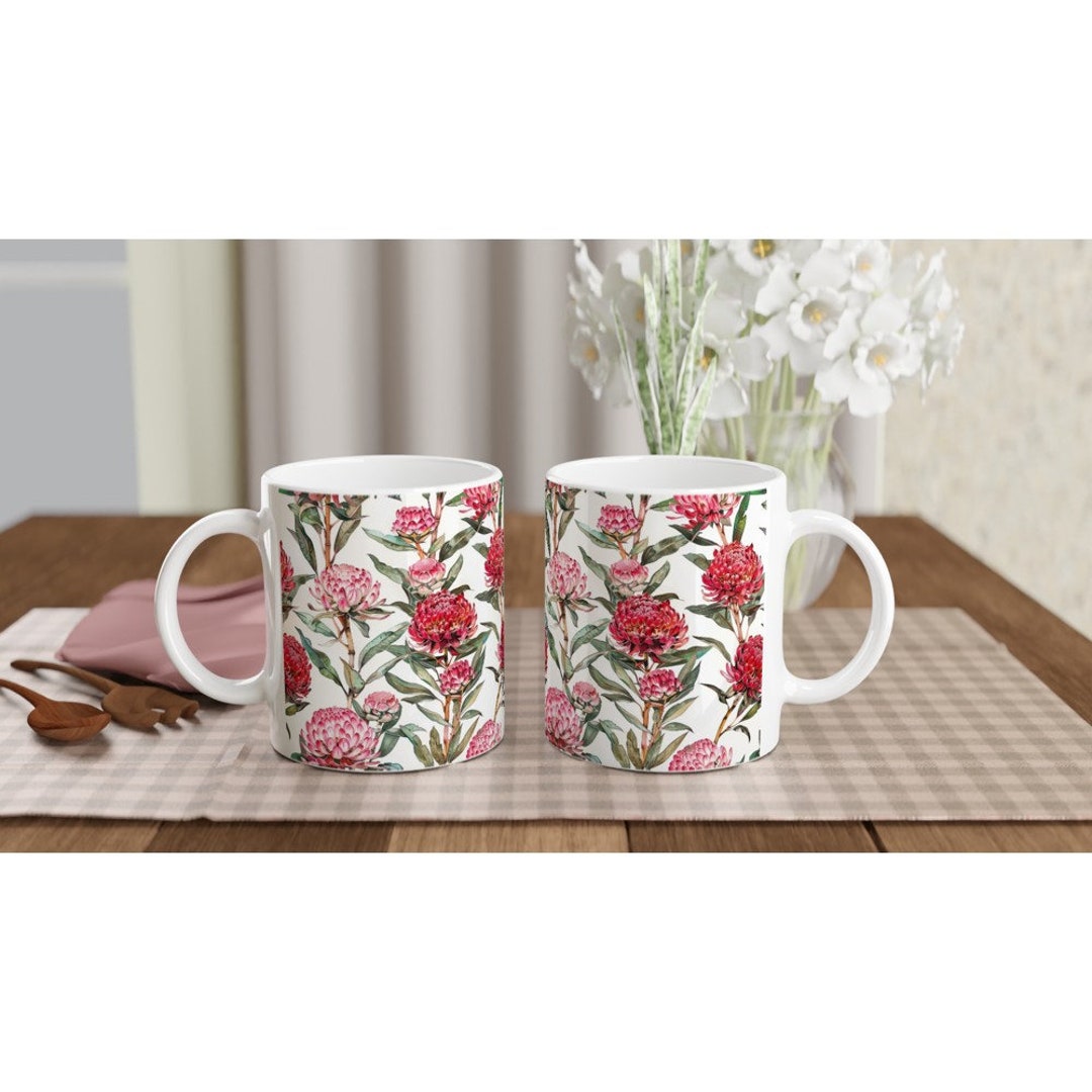 Australian Wildflower Waratah Flower 11oz Ceramic Mug - Etsy