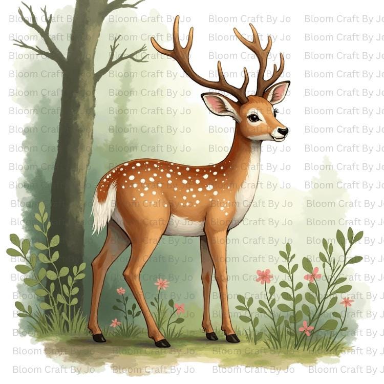 Woodland Animal Clip Art Bundle – Deer – Classic Watercolor Forest ...