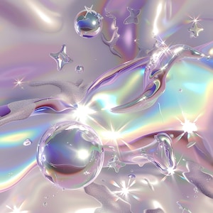 Pastel Chrome Blobs, Holographic, Iridescent, Set of 3 Posters ...
