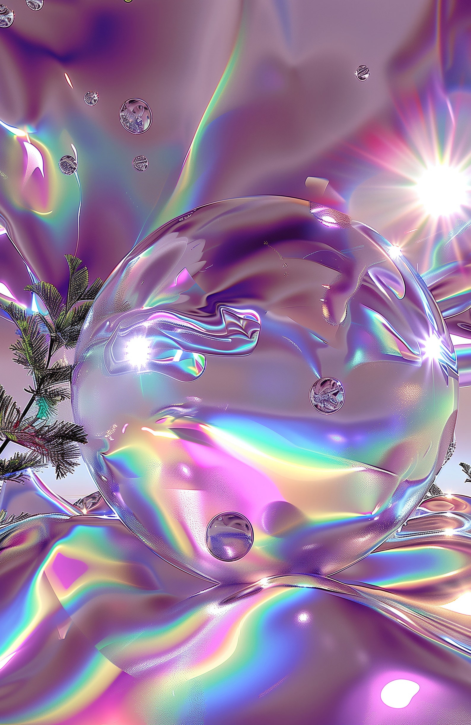 Iridescent Moon and Spheres, Set of 3 Posters, Triptych, DIGITAL ...