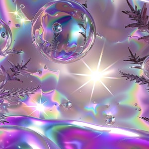 Iridescent Moon and Spheres, Set of 3 Posters, Triptych, DIGITAL ...