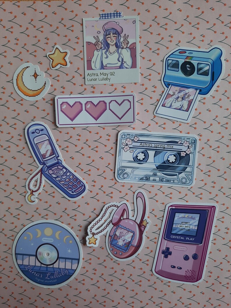 90s Nostalgia Sticker Pack – Vaporwave Polaroid, Game Boy, Tamagotchi ...