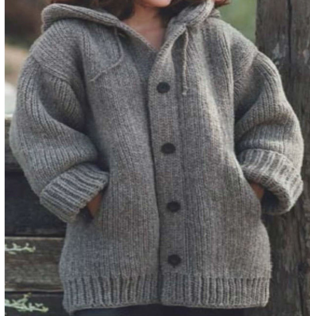 Woman's Big Chunky Knit Loose Fit Hooded Jacket -bulky~ Chunky Wool ...