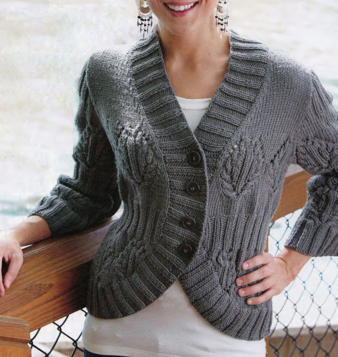 Woman's * Long Sleeved* Bolero Style Cable Cardigan* Knitting Pattern ...