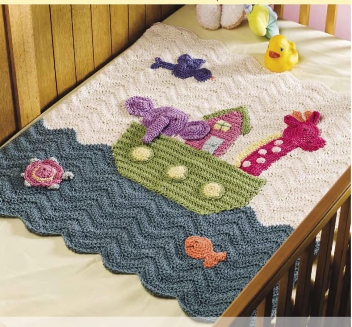 Baby Noah's Ark Worsted Weight Baby Blanket - Cotton Worsted Weight ...