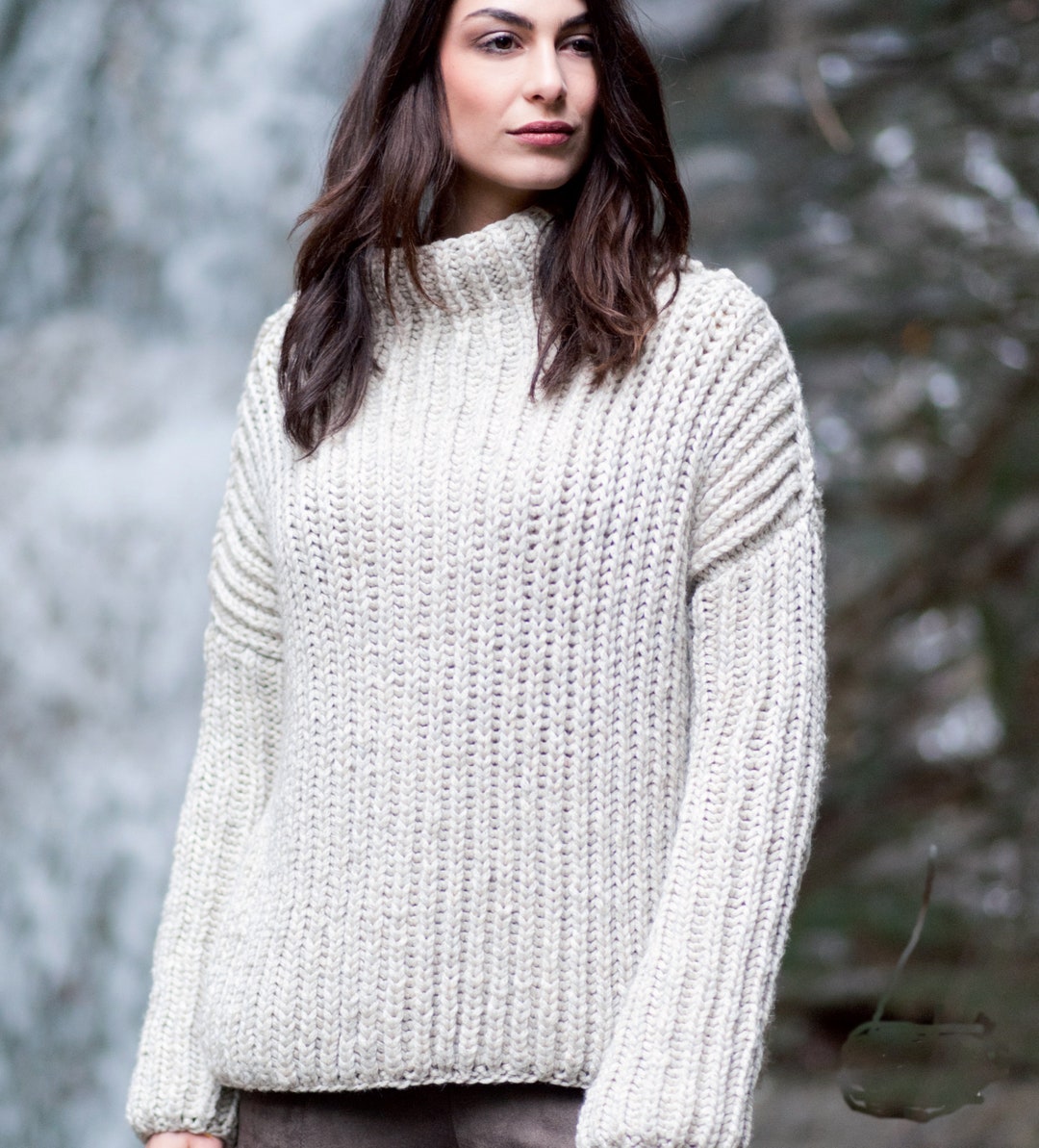 Easy Chunky Ribbed Knit Sweater ~ Fisherman Top Knitting Pattern ...