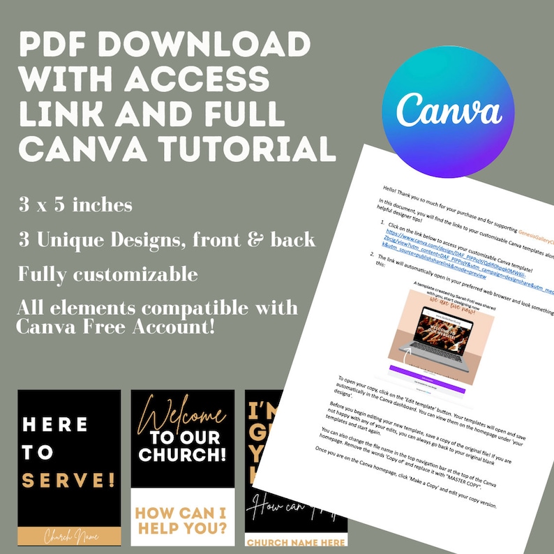 Modern Church Greeter Template, 3 Unique Designs - Etsy