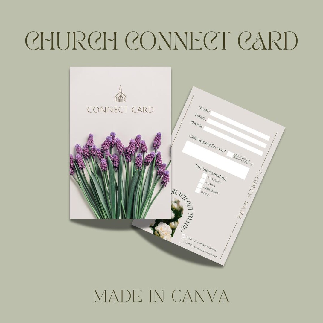 Simple Spring Church Connect Card | Customizable Template in Canva - Etsy