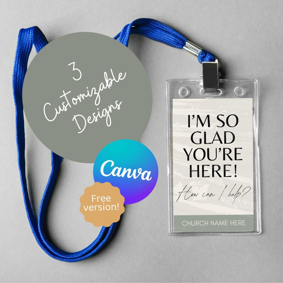 Modern Simple Church Greeter Badges | Canva Template | Digital Download ...