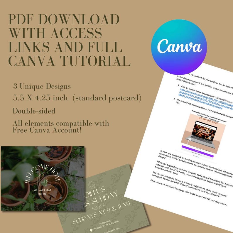 Earthy-themed Church Invitation Card Template | Canva Editable Digital ...