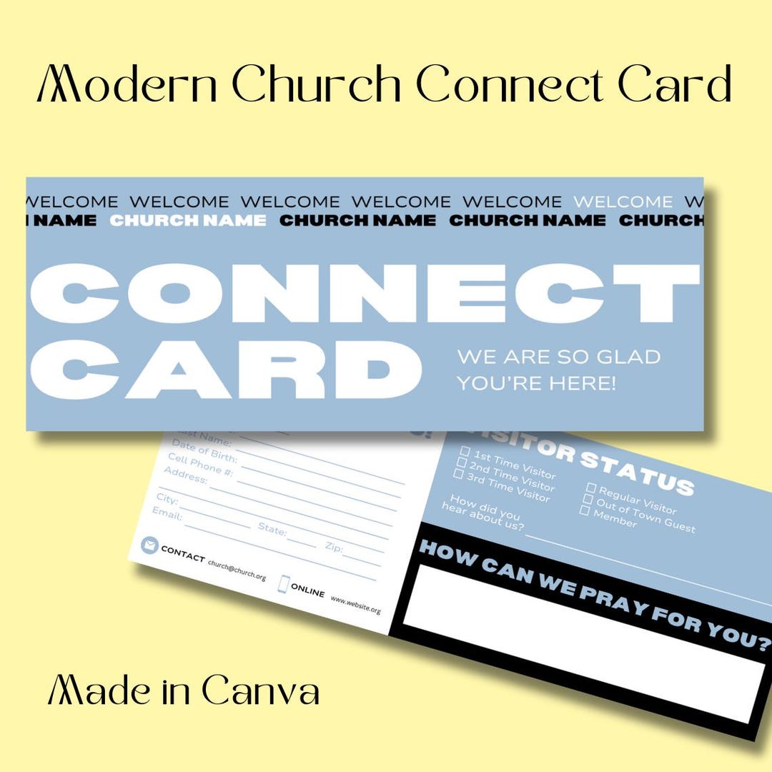Modern Church Connect Card Template | Canva Editable Design - Etsy