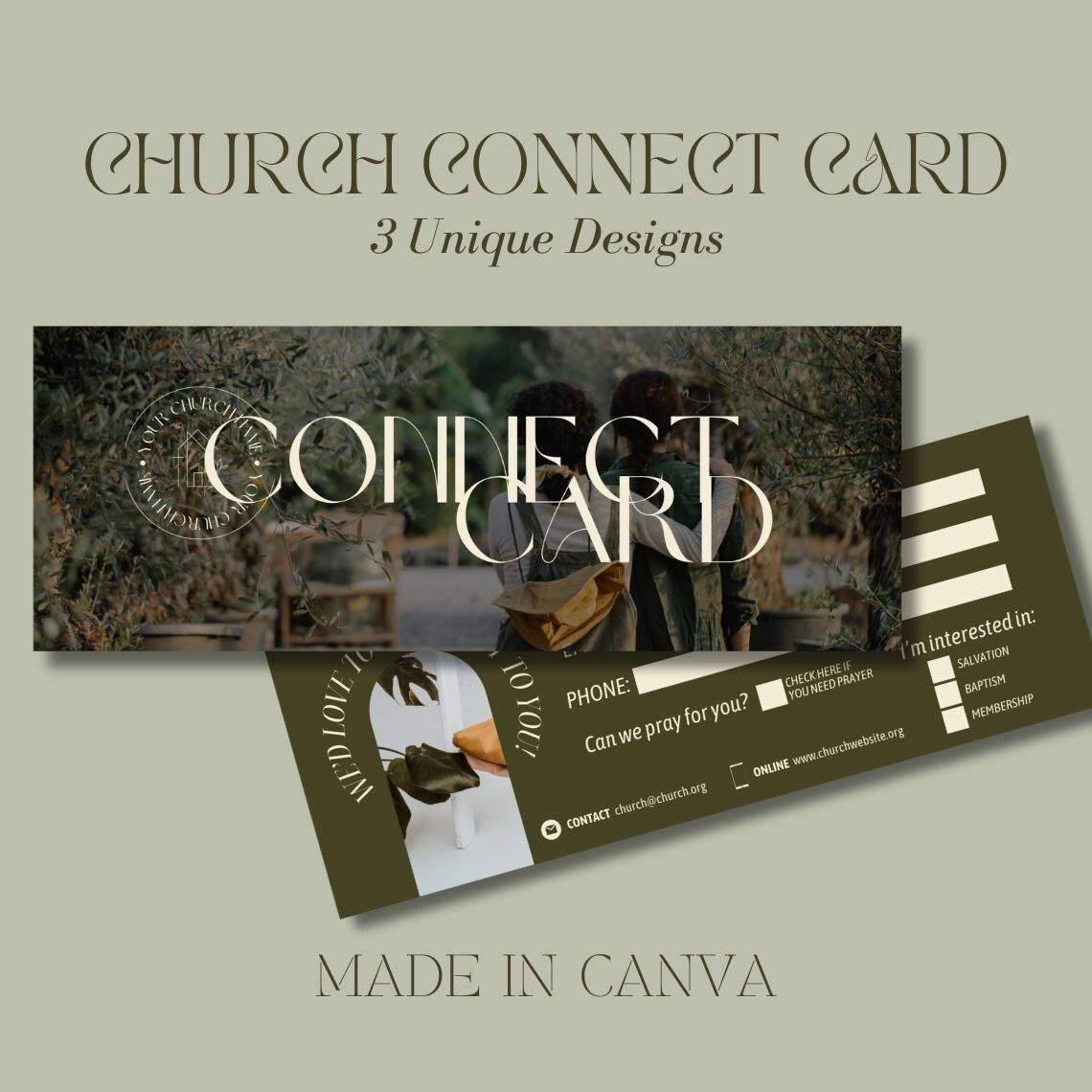 Earth-inspired Church Connect Card Template | Canva Editable Digital ...