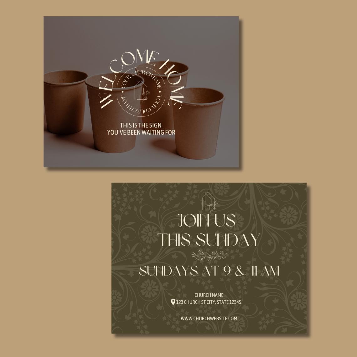 Earthy-themed Church Invitation Card Template | Canva Editable Digital ...