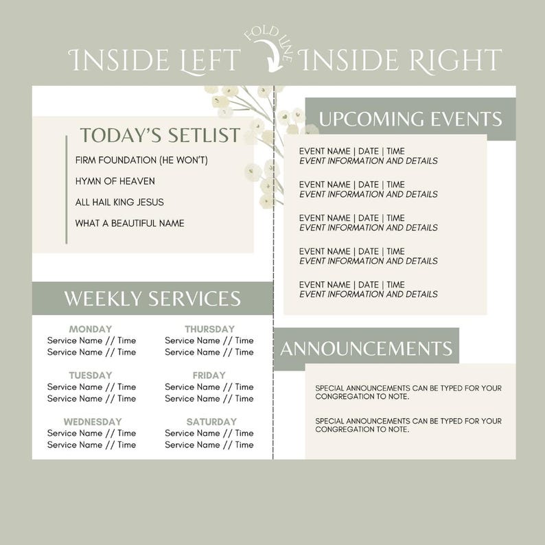 Simple Church Bulletin - Etsy