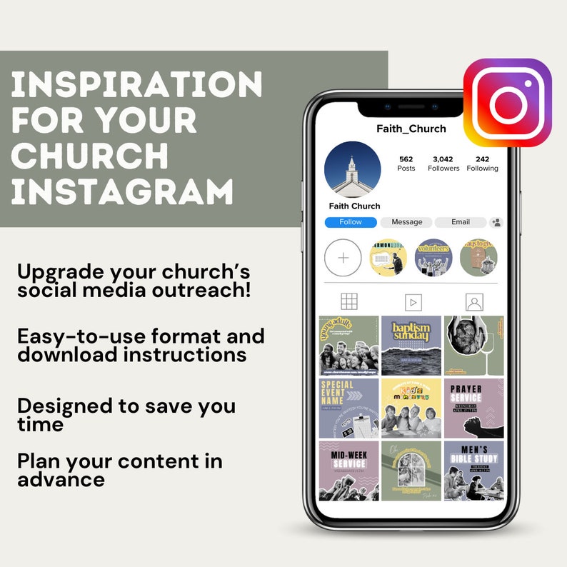 Modern Pastel Church Instagram Stories Bundle | Canva Editable Digital ...