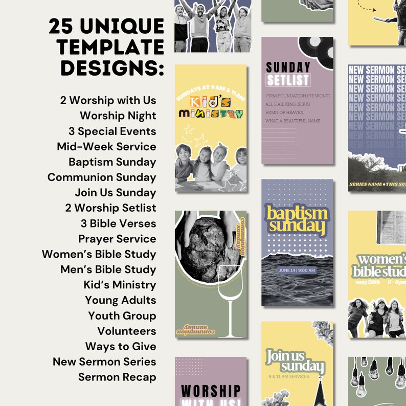 Modern Pastel Church Instagram Stories Bundle | Canva Editable Digital ...