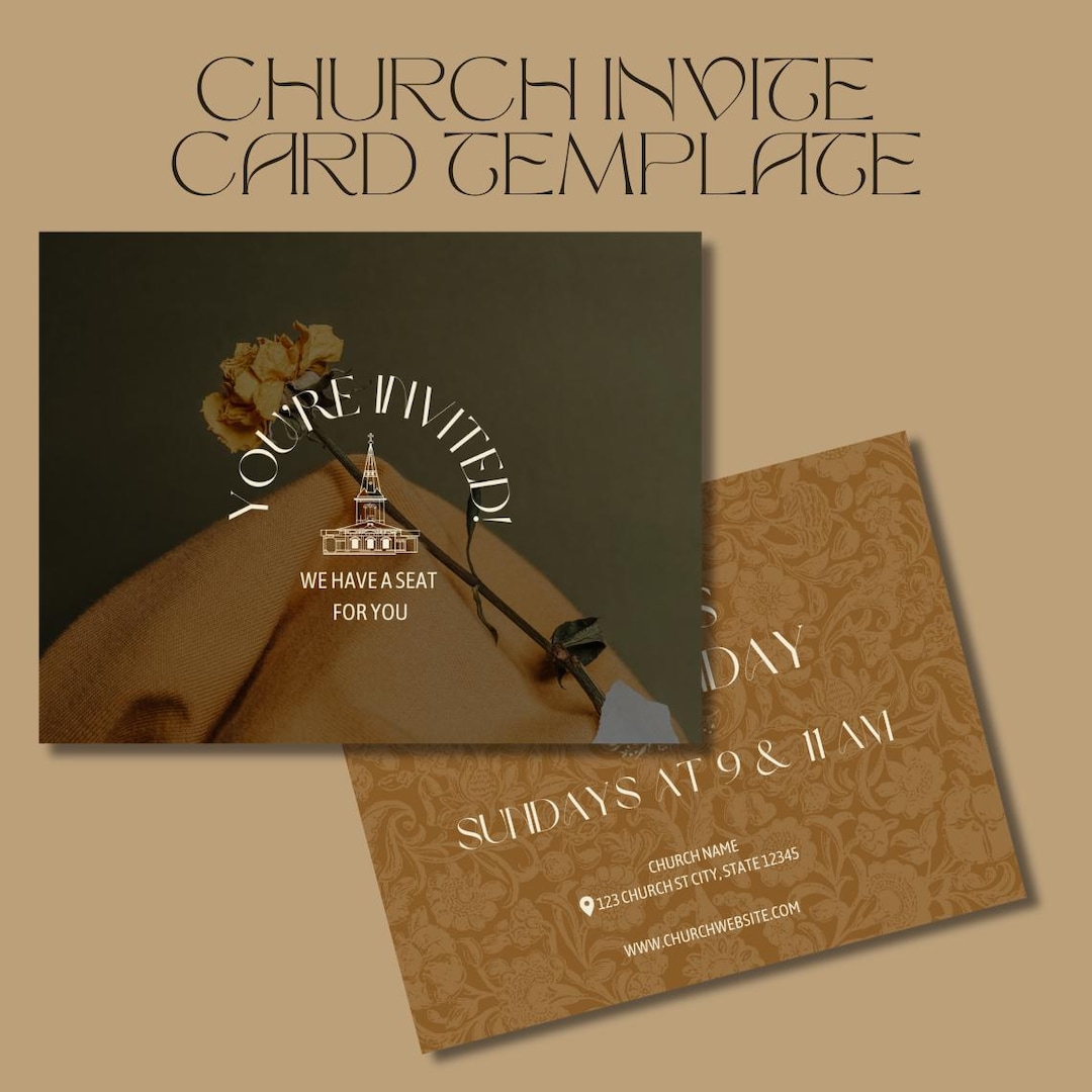 Earthy-themed Church Invitation Card Template | Canva Editable Digital ...
