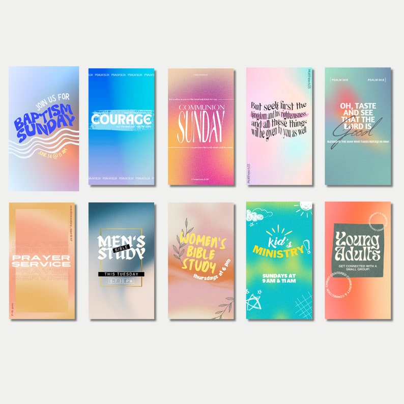 Church Instagram Story Template Bundle | Modern Gradient Theme | Canva ...