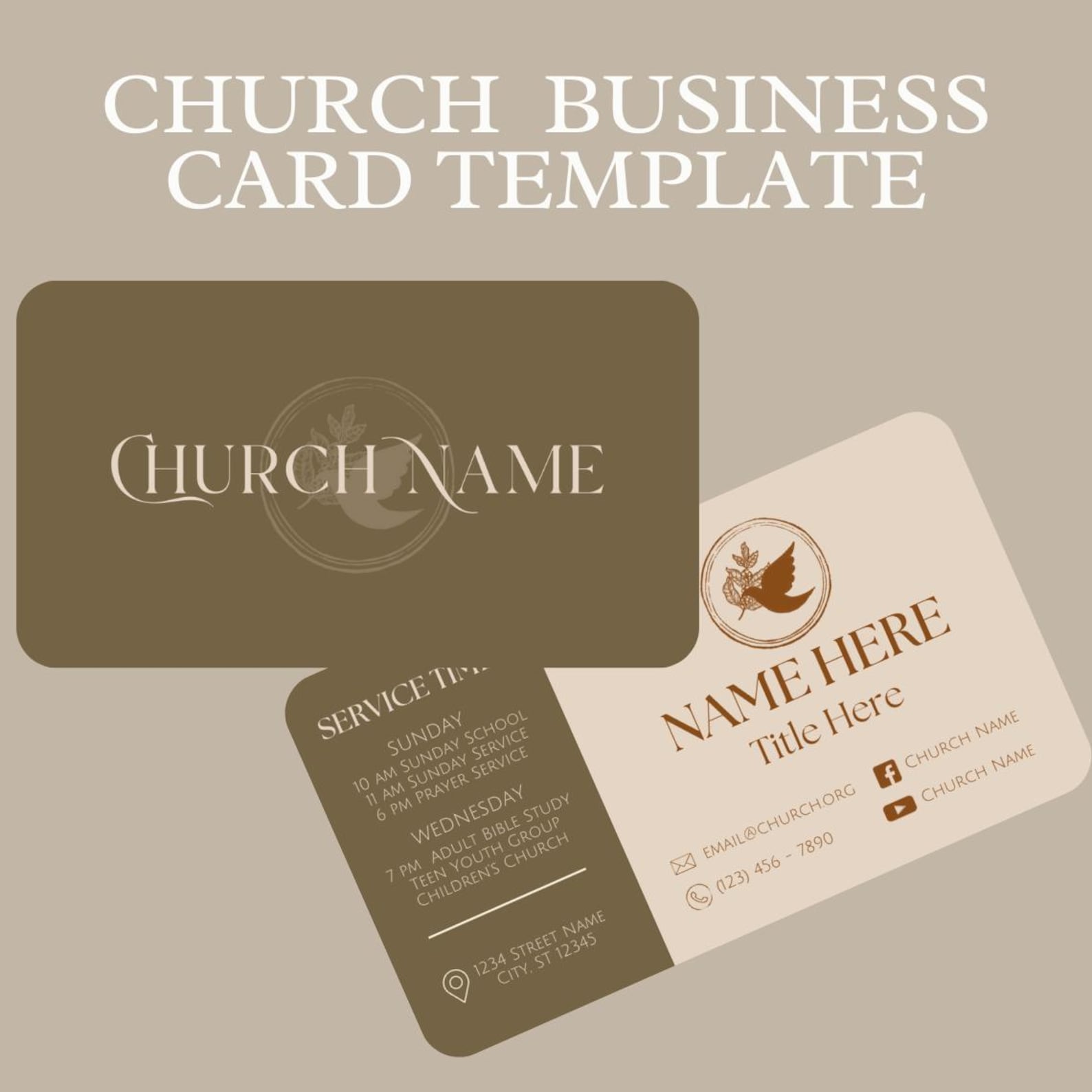 Modern Church Business Card Template | Coffee Theme | Canva ...
