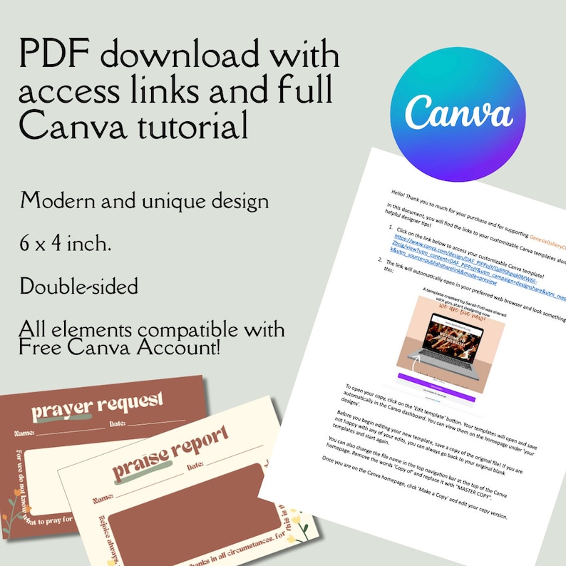 Church Prayer Request & Praise Report Card Templates | Canva Editable ...