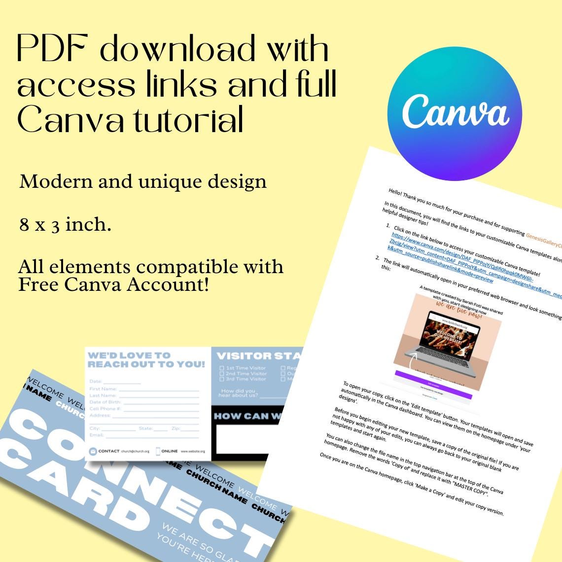 Modern Church Connect Card Template | Canva Editable Design - Etsy