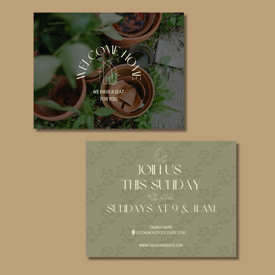 Earthy-themed Church Invitation Card Template | Canva Editable Digital ...