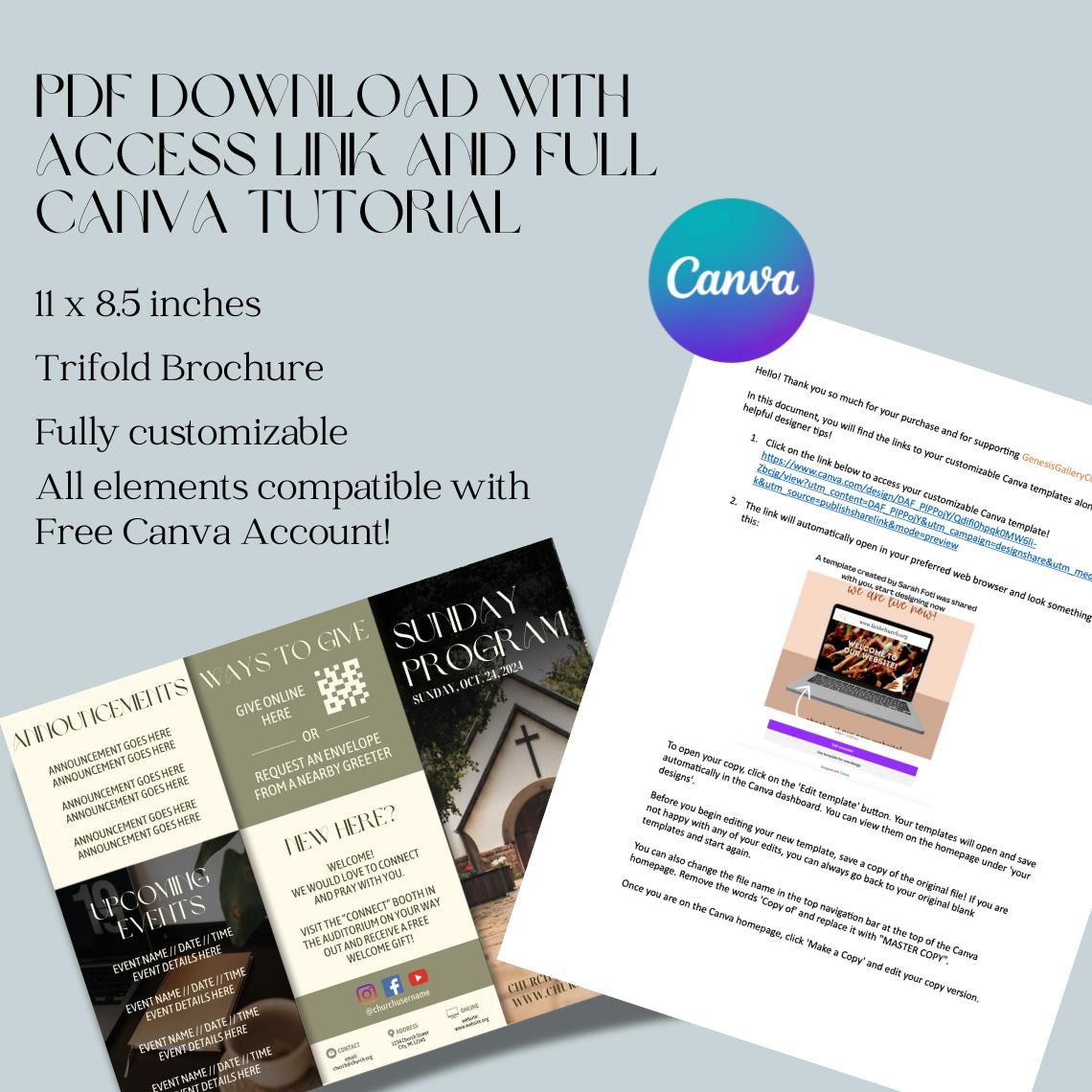 Trifold Church Bulletin Template, Earthy - Etsy