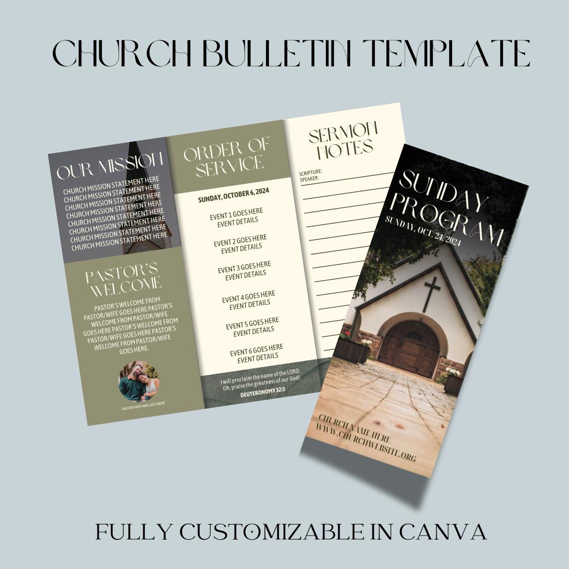 Trifold Church Bulletin Template, Earthy - Etsy