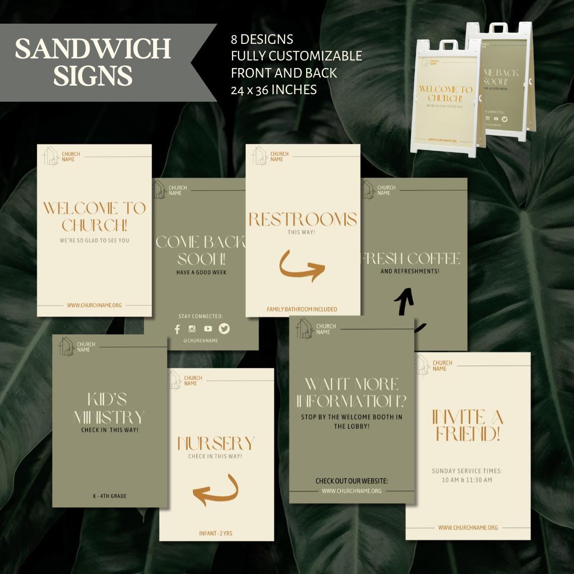 Complete Church Branding Bundle | Earthy-themed Canva Templates - Etsy