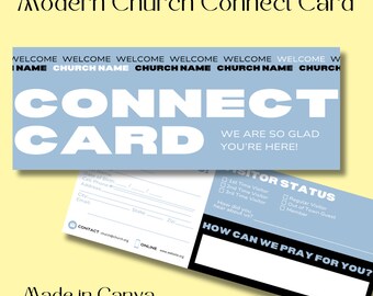 Church Connect Card Template EDITABLE CANVA FILE Bold Church Branding ...