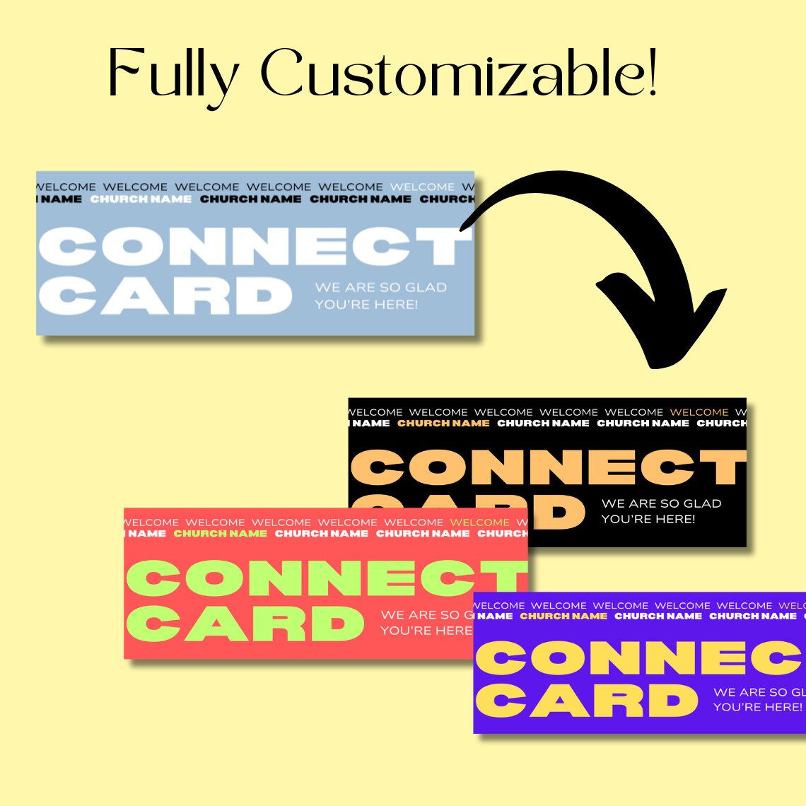 Modern Church Connect Card Template | Canva Editable Design - Etsy