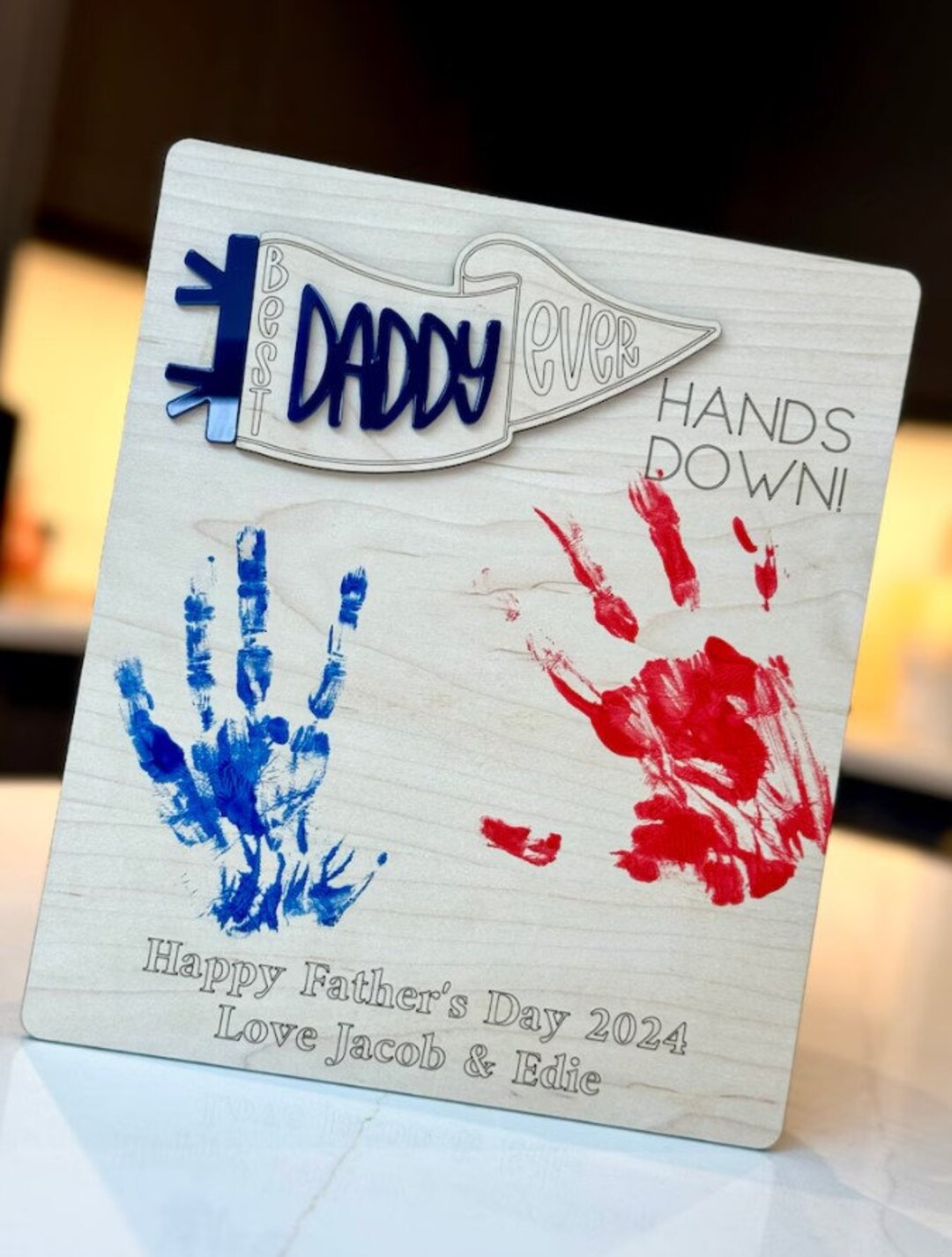 Father's Day Handprint Sign, Best Daddy Ever Hands Down Sign, Father's ...