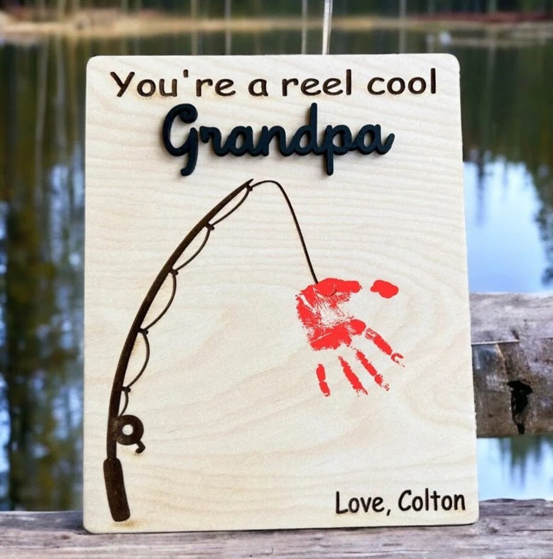 Father's Day Fishing Handprint Sign, You're A Reel Cool Dad Sign ...