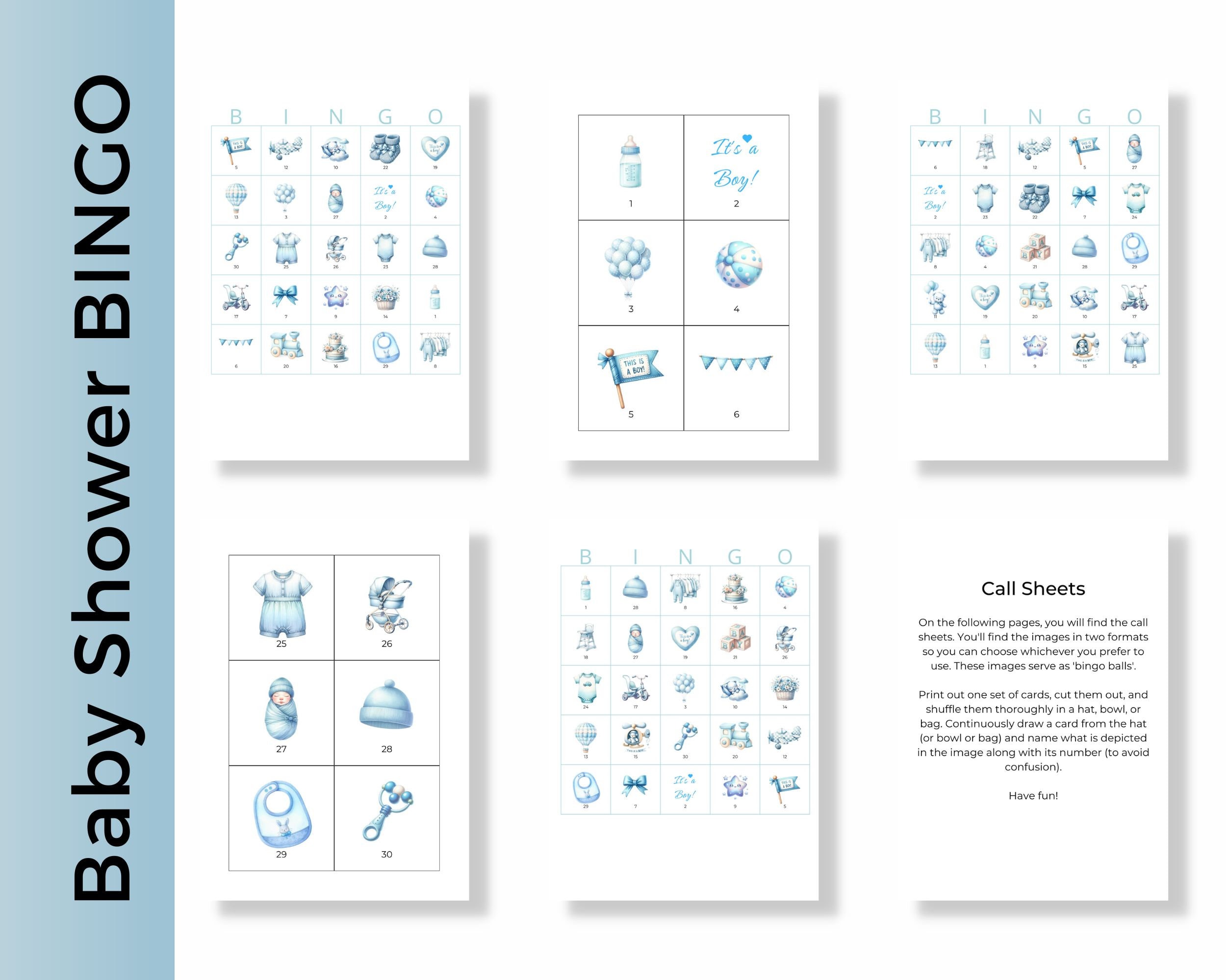 Baby Shower Bingo, Baby Shower Games, Boy Baby Shower Games, Babyshower ...