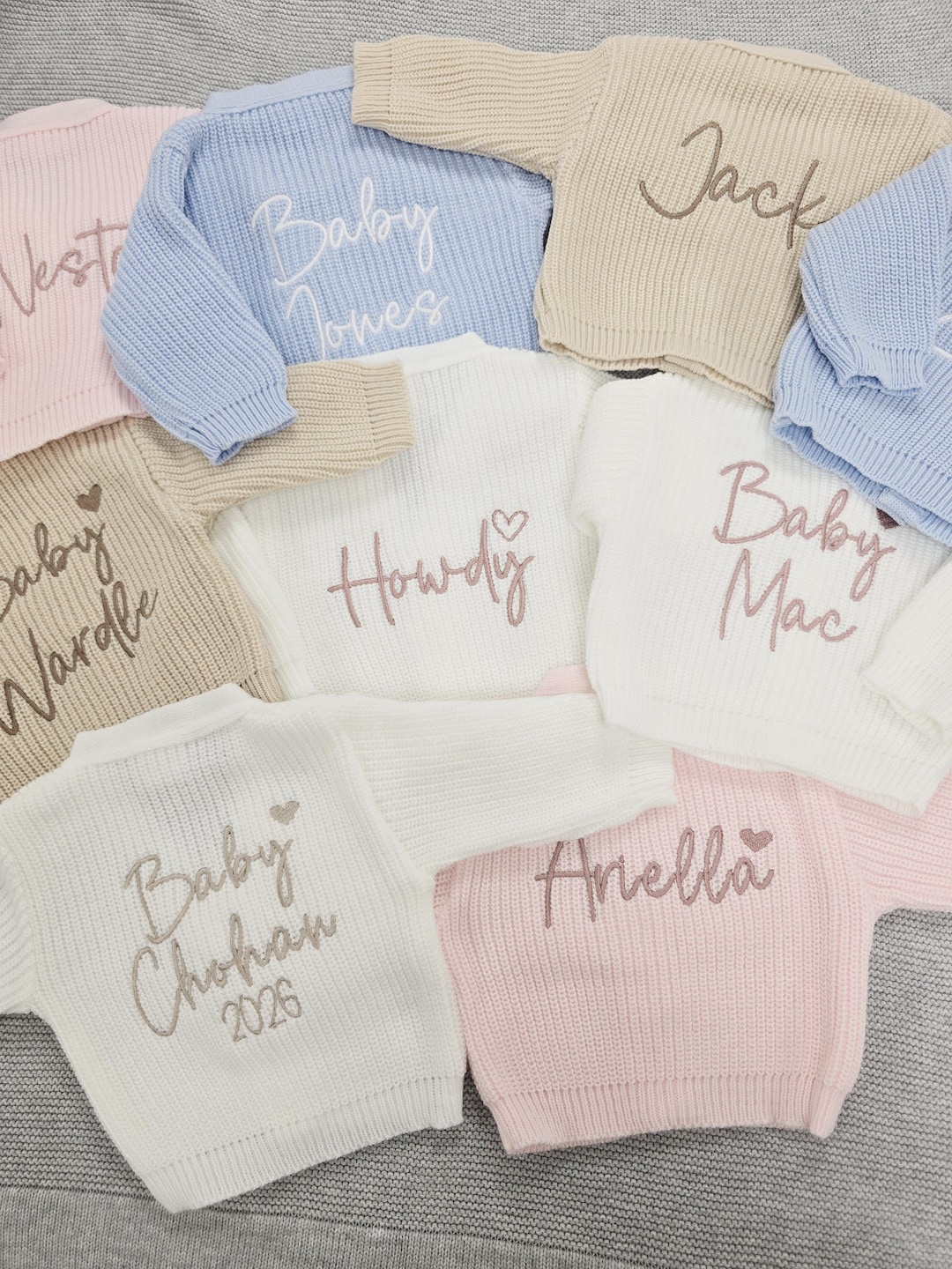 Personalised Embroidered Baby Cardigan | Custom Name Knit Cardigan ...