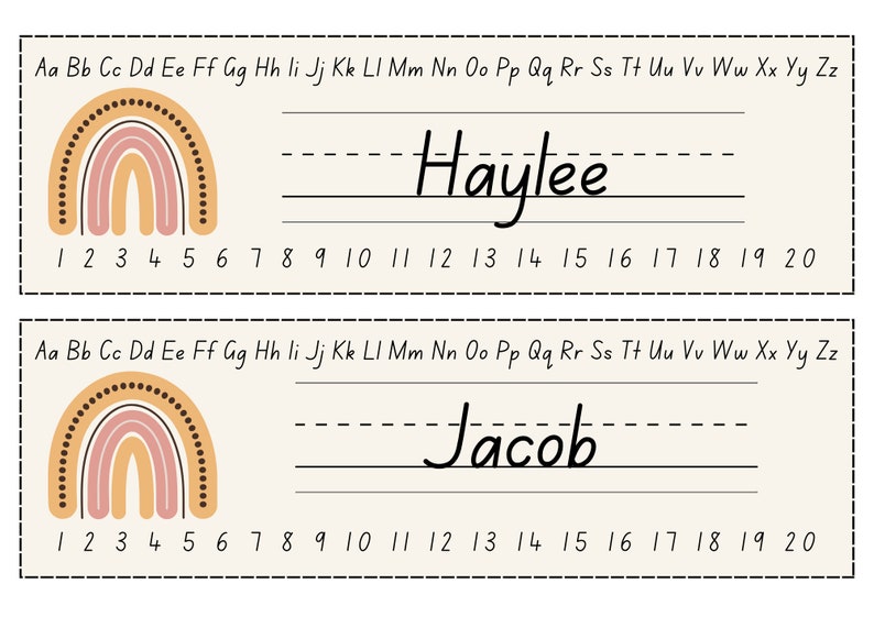 Boho Aesthetic Desk Name Tag, Classroom Decor - Etsy