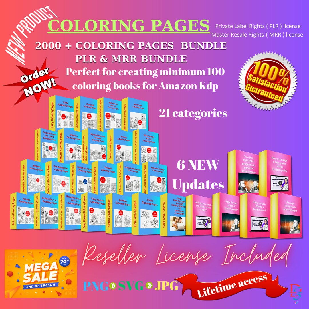 2000 + Coloring Pages Digital Products Bundle - for Adults and KIDS ...