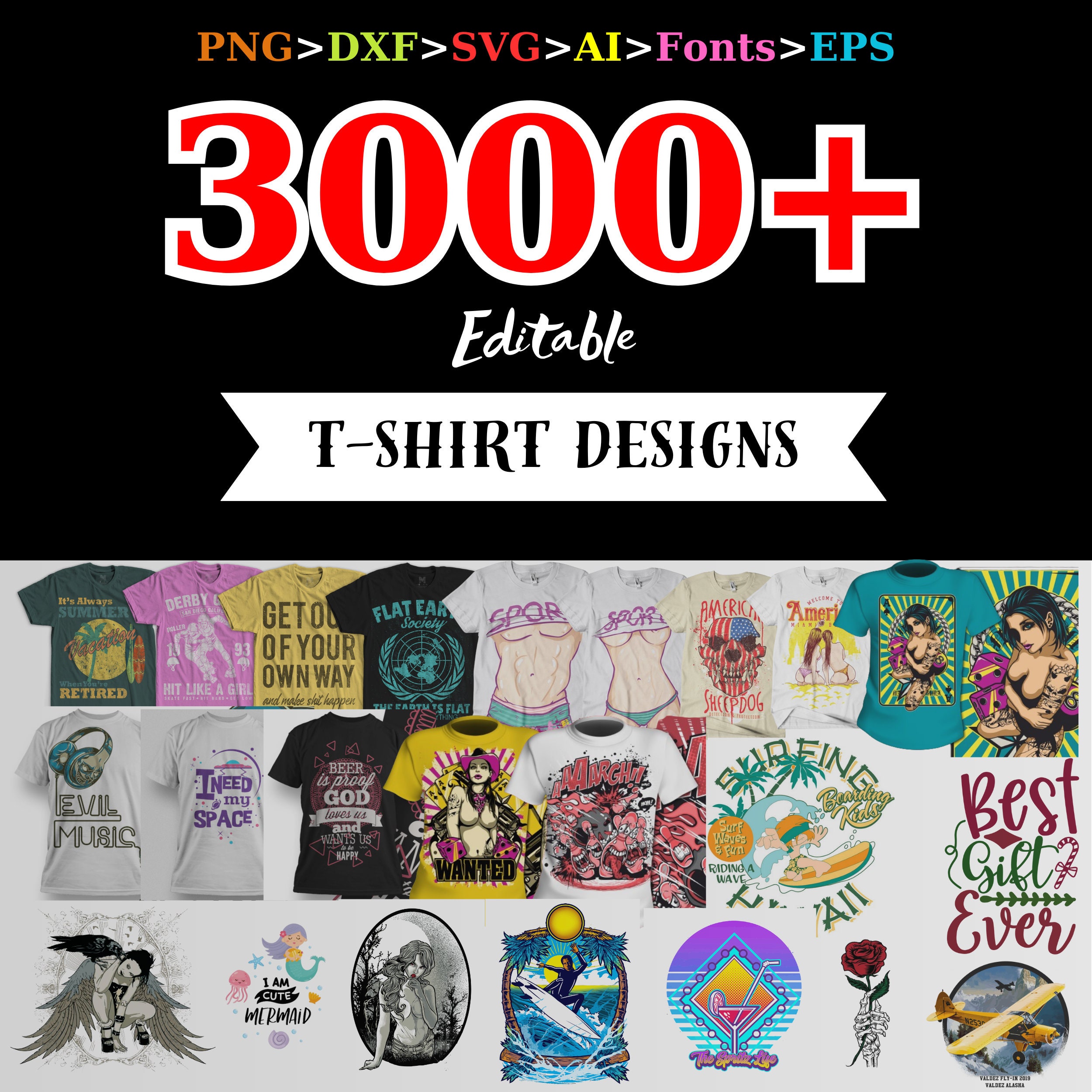 T-shirt Designs Bundle to Resell Instant Download & Master Resell ...