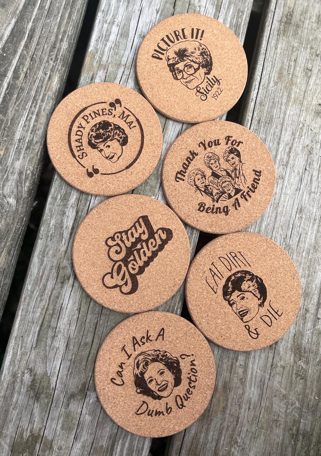 GG Engraved Cork Coaster Set - Etsy