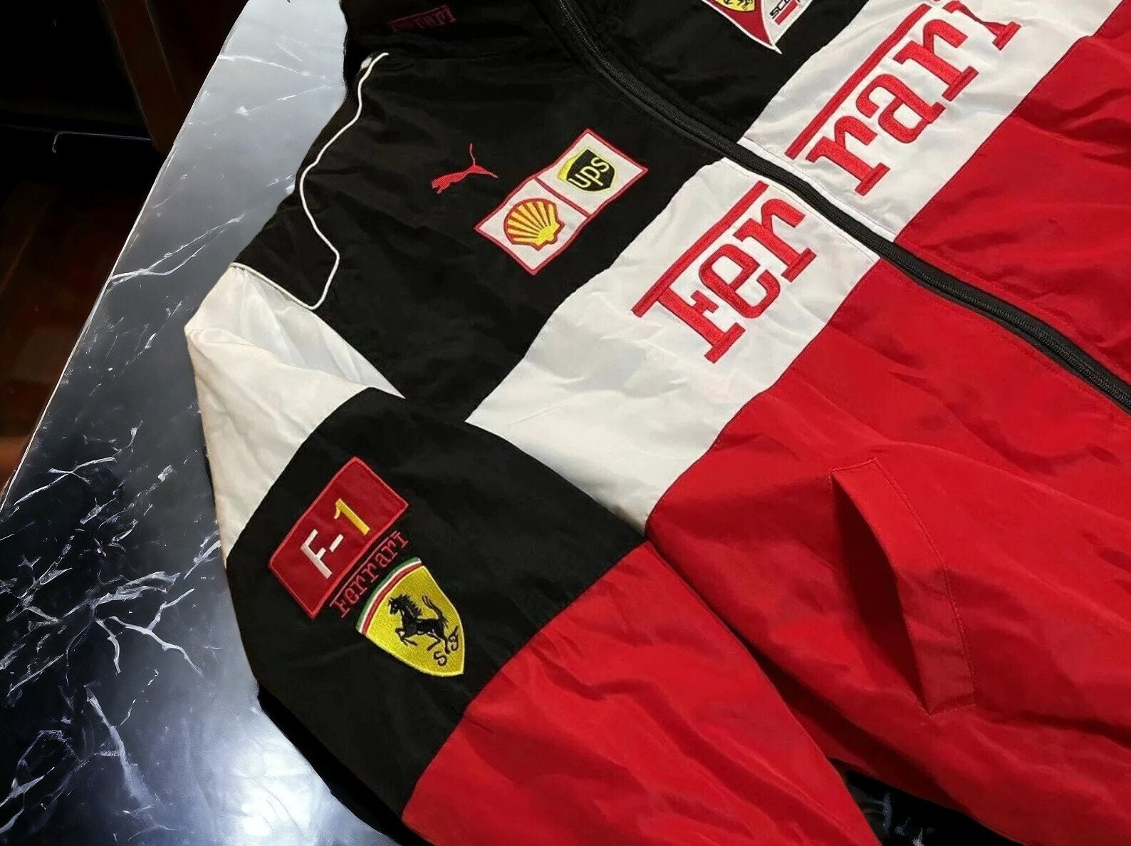Ferrari F1 Jacket, Embroidered Racing Jacket Formula 1 Vintage Jacket ...