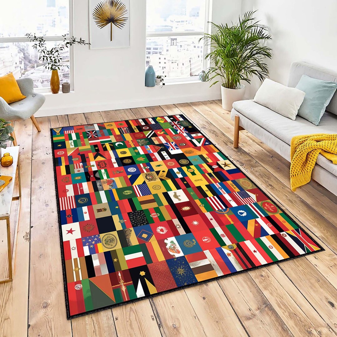 All Flags Mat, Rectangular Floor Mat, Print, Countries Flags, World ...