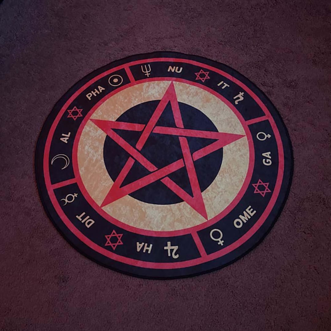 The Love Witch Patterned Rug, Astrology Rug, Movie Decor, Red Pentagram ...