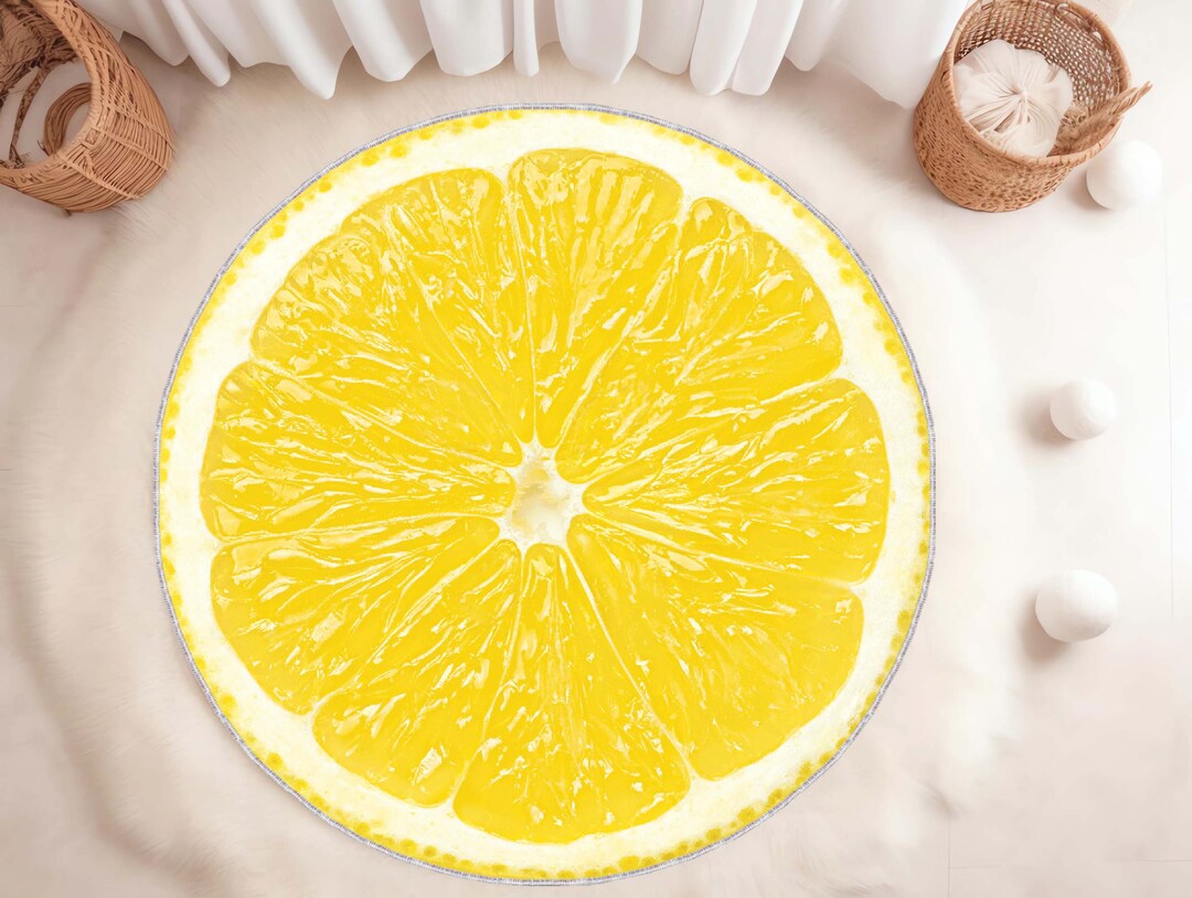 Lemon Slice Rug, Yellow Fruits Rug, Fruit Lover Gift, Fun Food Home ...