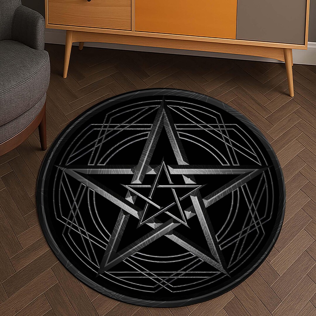 Gothic Star Rug, Dark Magic Rug, Occult Round Mat, Witchy Decor Rug ...