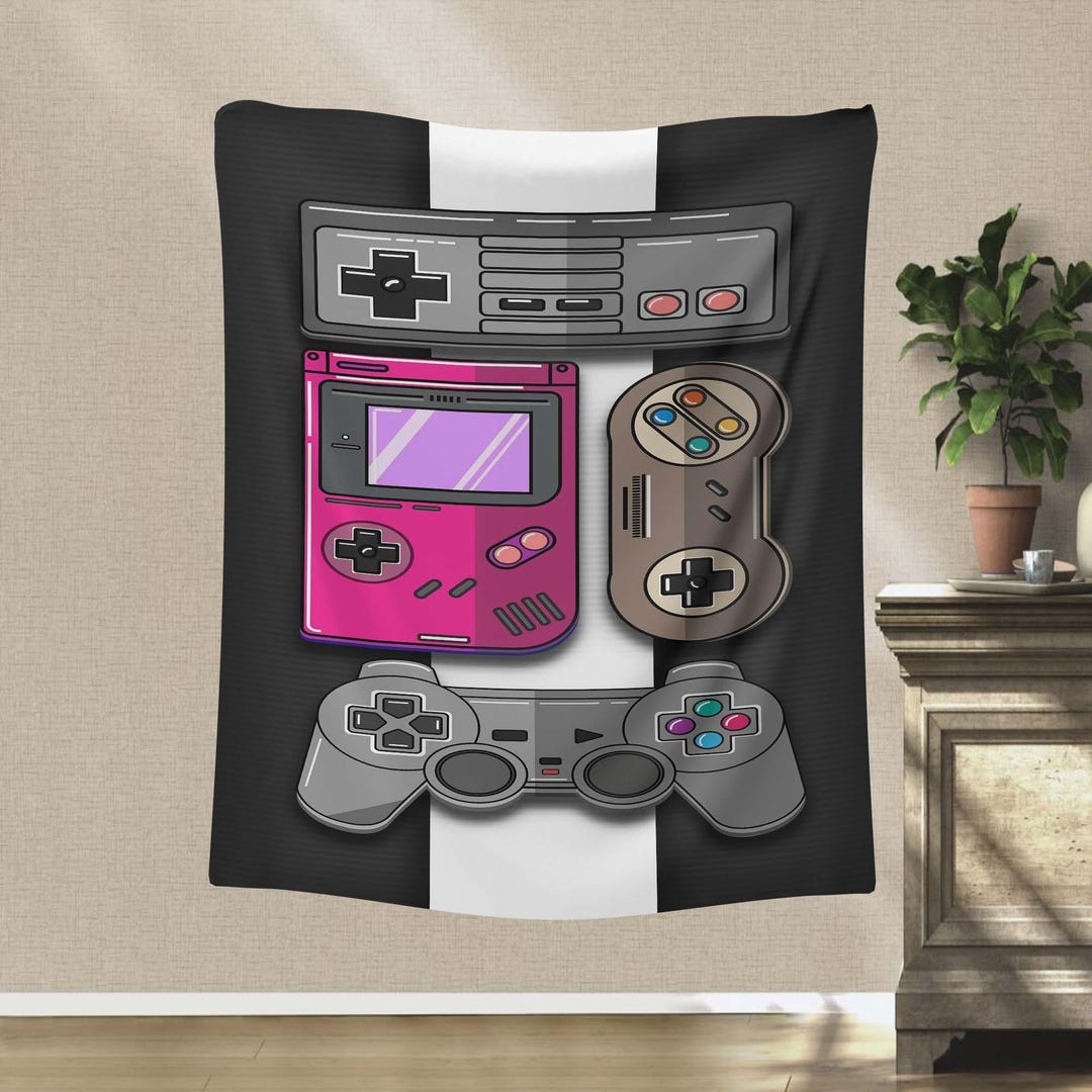 Retro Gaming Tapestry, Gamer Wall Hanging, Video Game Decor, Game ...