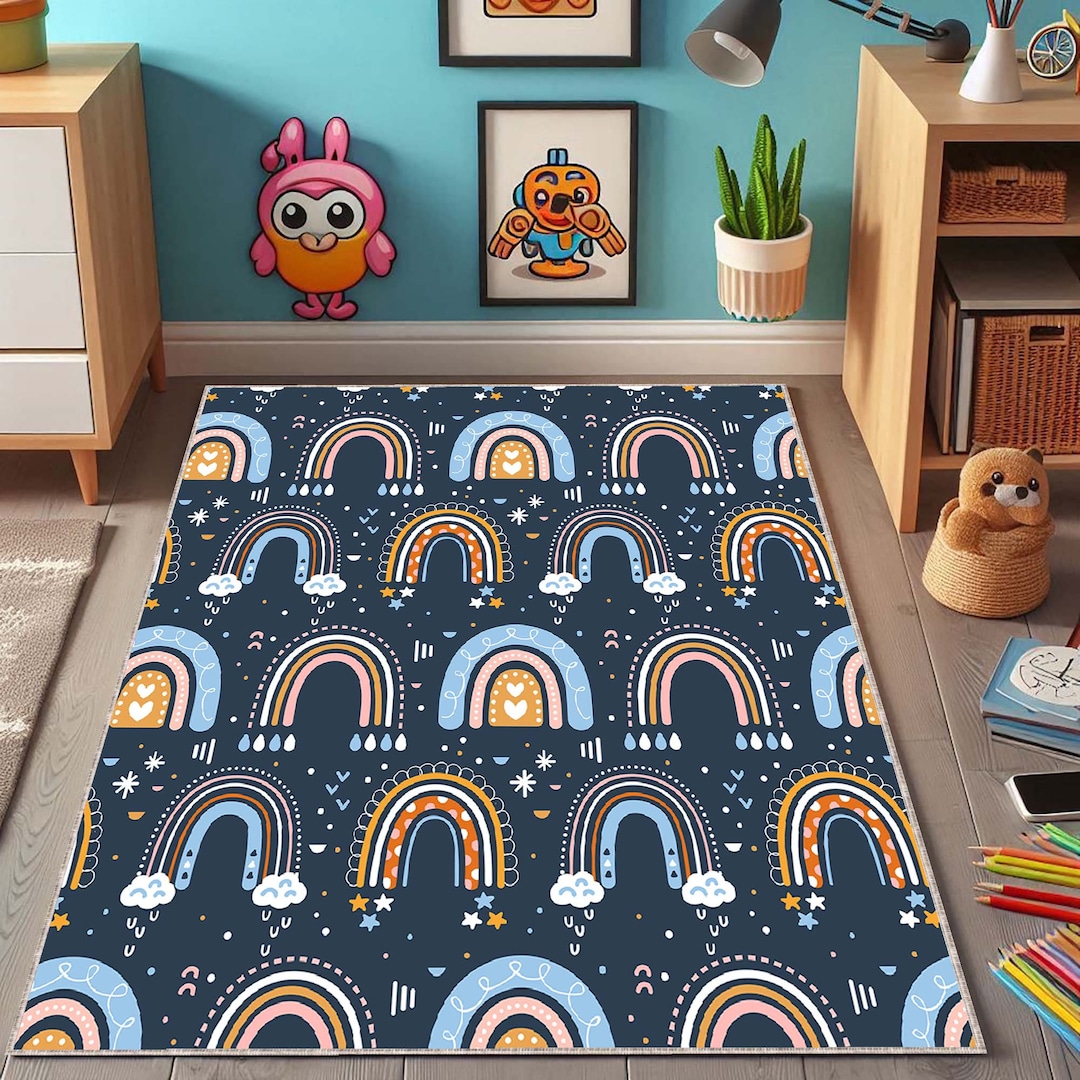 Rainbow Rug, Girls Rug, Nursery Rug, Kids Rainbow Rug, Pastel Color Rug ...