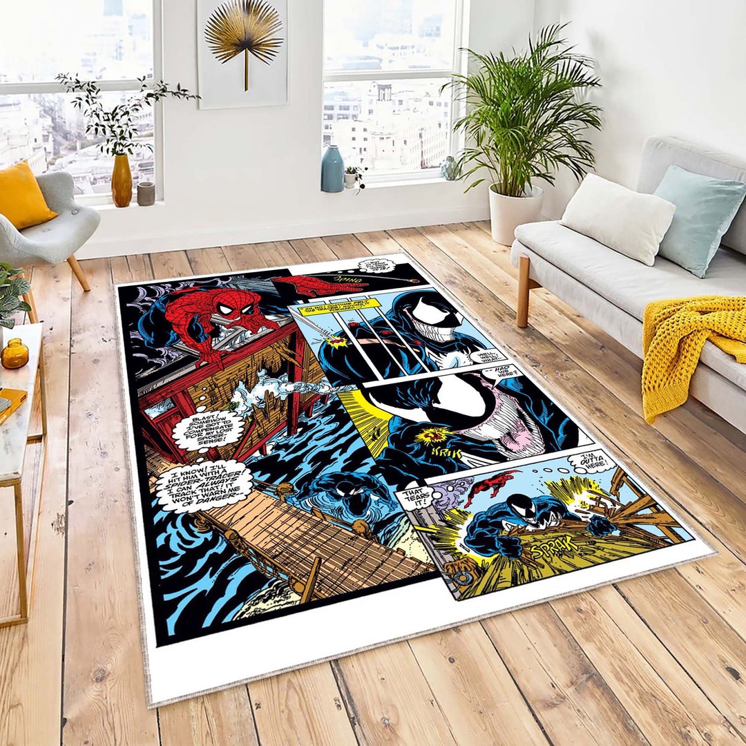 Spiderman Comic Book Rug, Legend Cartoon, Super Hero Decor - Etsy