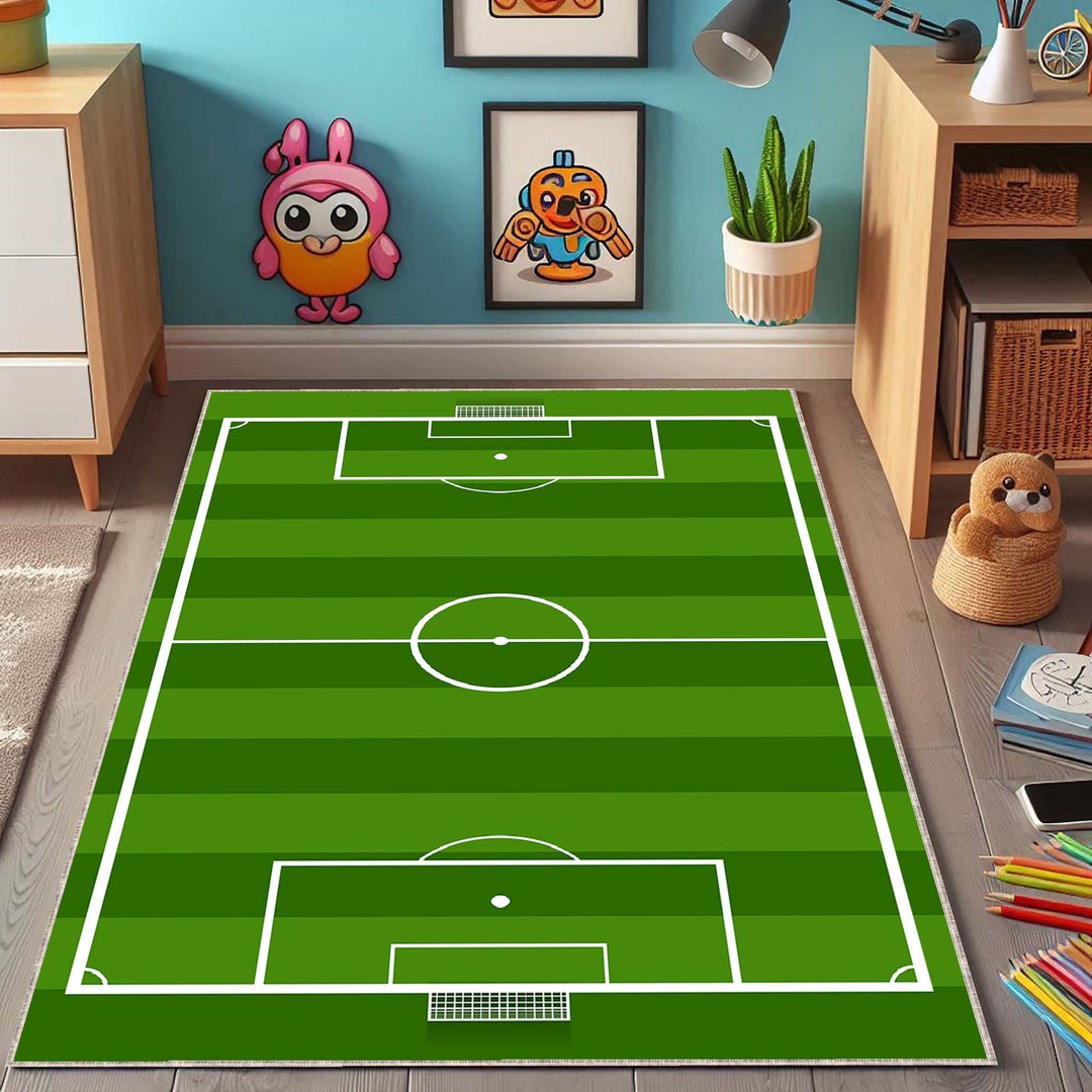 Football Field Rug, Soccer Pitch Football Field Floor Mat and ...